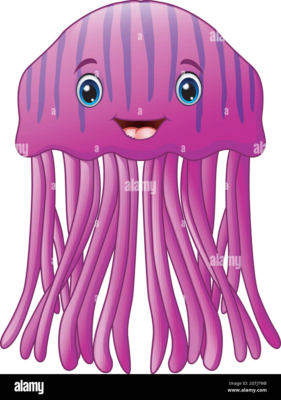Cute happy jellyfish cartoon character Stock-Vektorgrafiken kaufen - Alamy