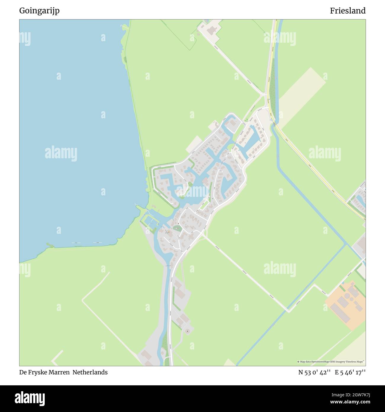Goingarijp, De Fryske Marren, Niederlande, Friesland, N 53 0' 42'', E 5 46' 17'', map, Timeless ...