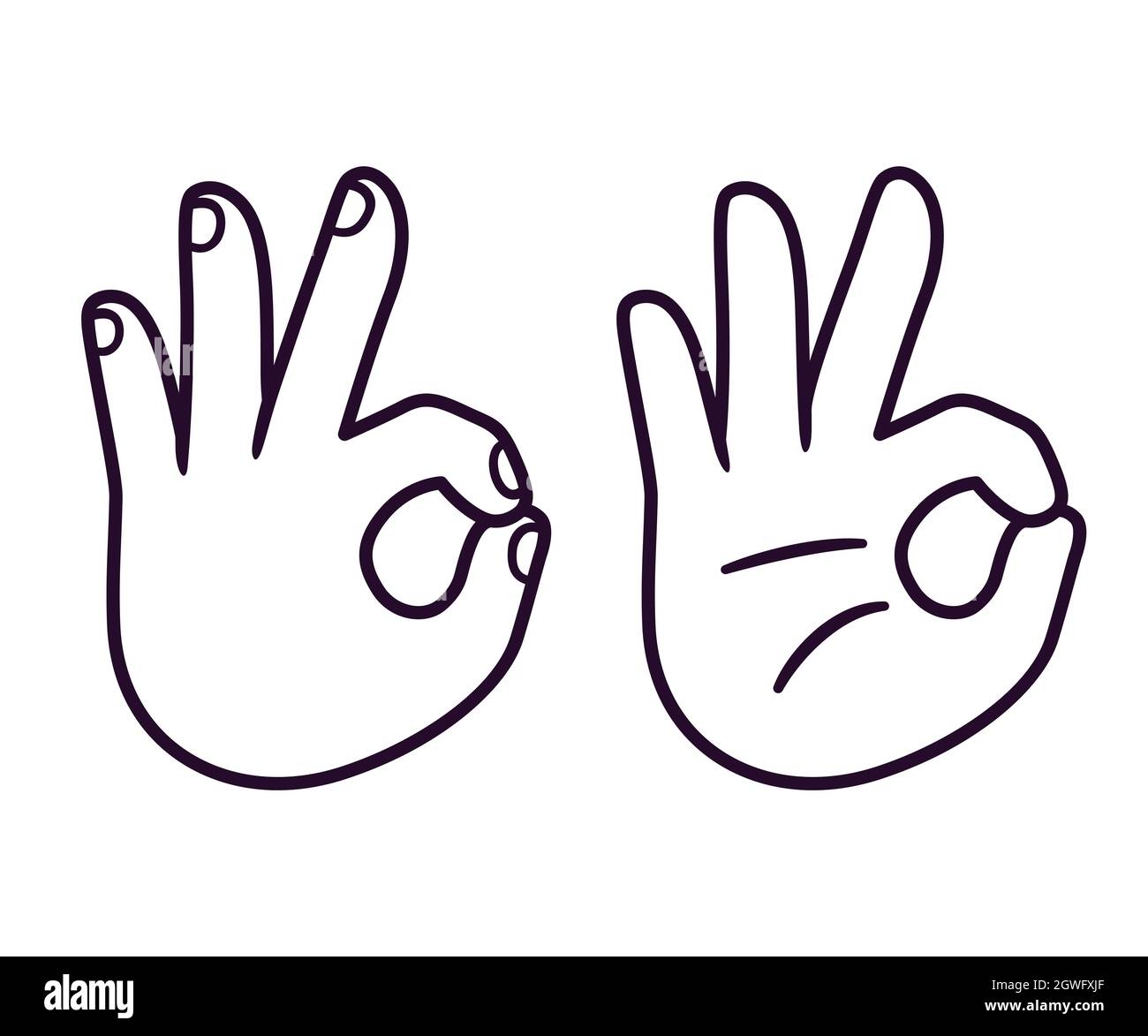 Symbol für die Linie des OK-Handsignals. Zeigefinger berührt Daumen ...