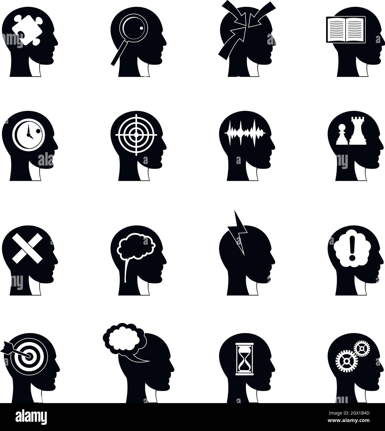 Kopf Logos Symbole gesetzt, einfachen Stil Stock-Vektorgrafik - Alamy