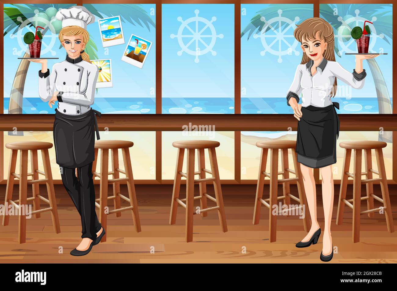 Cartoon waitress -Fotos und -Bildmaterial in hoher Auflösung – Alamy