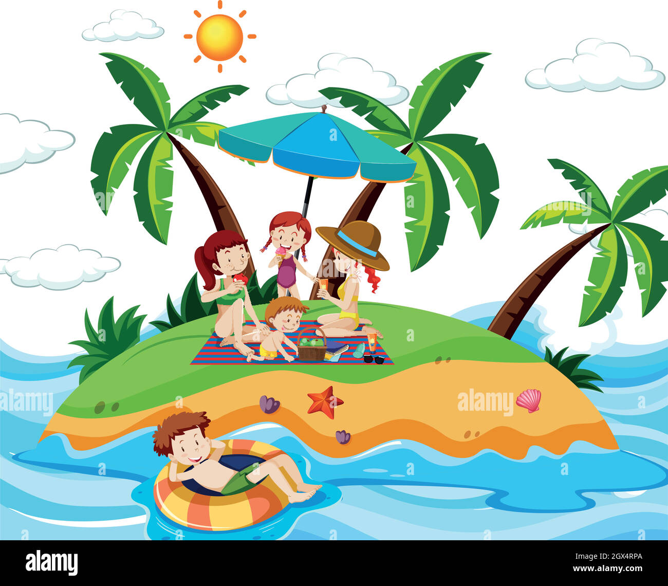 Frau reisen tropische insel Stock-Vektorgrafiken kaufen - Alamy