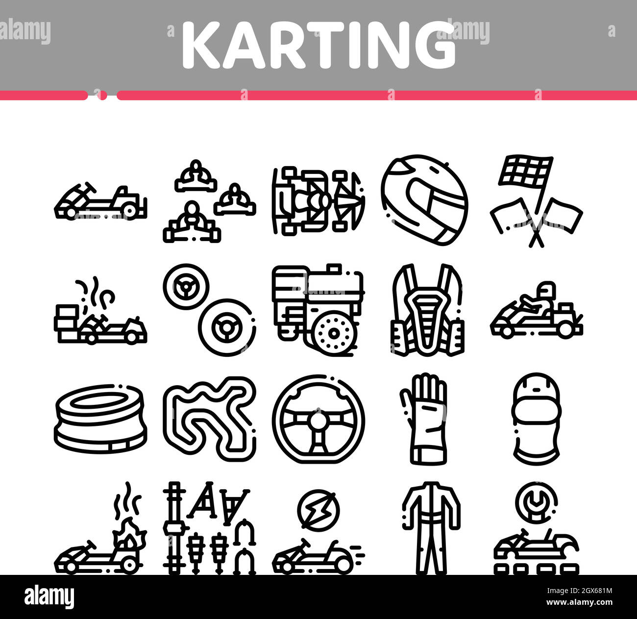 Kartsport Motorsport Kollektion Icons Set Vektor Stock-Vektorgrafik - Alamy