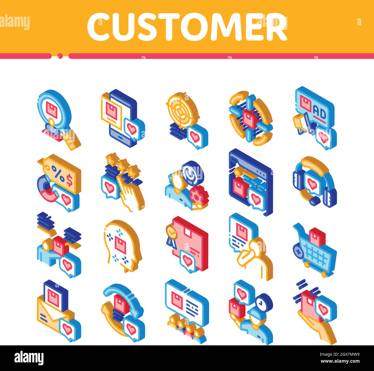 Käufer Customer Journey Isometrische Symbole Set Vector Stock ...