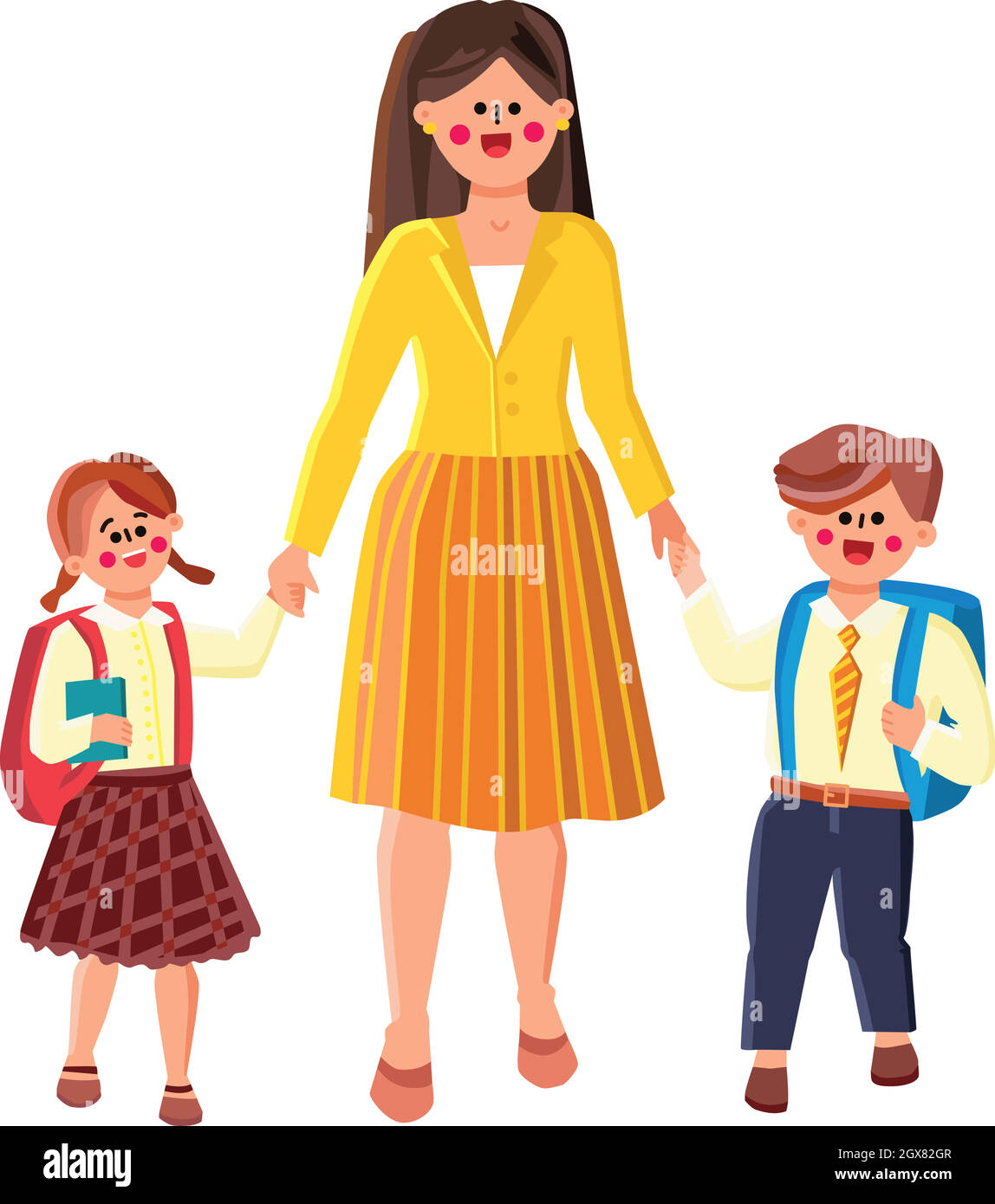 Gehende tochter der mutter zur schule Stock-Vektorgrafiken kaufen - Alamy