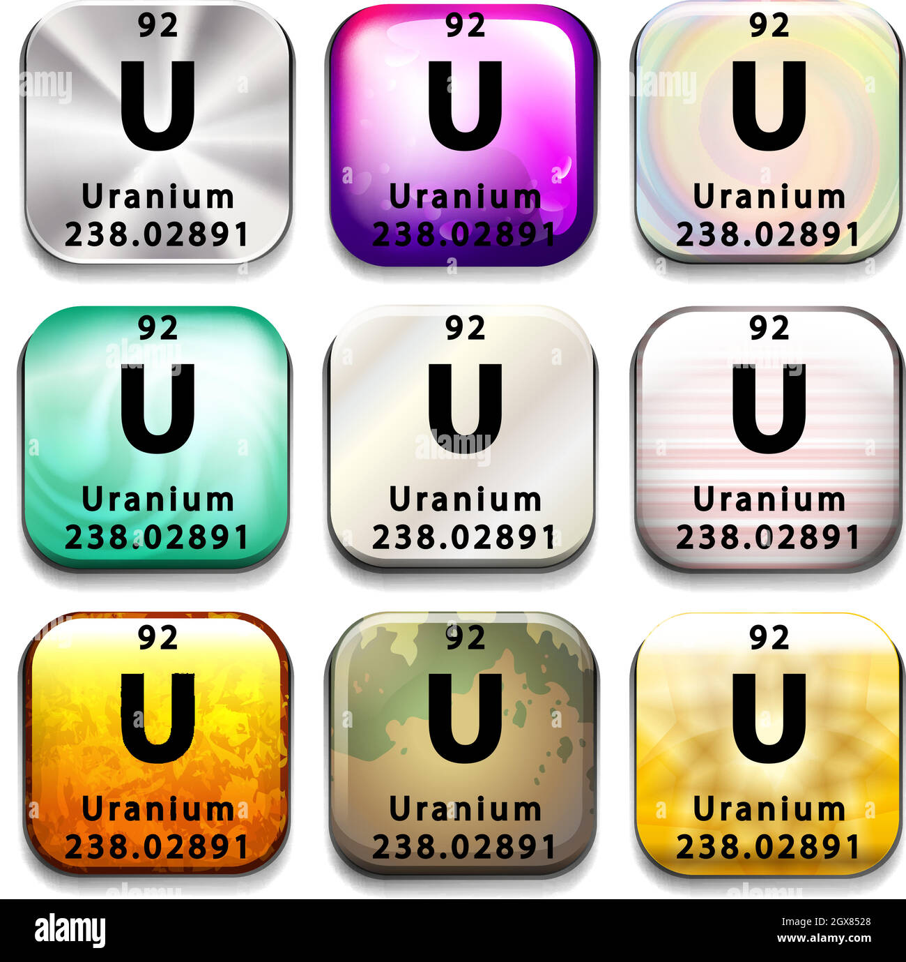 Ein Periodensystem, das Uran zeigt Stock-Vektorgrafik - Alamy