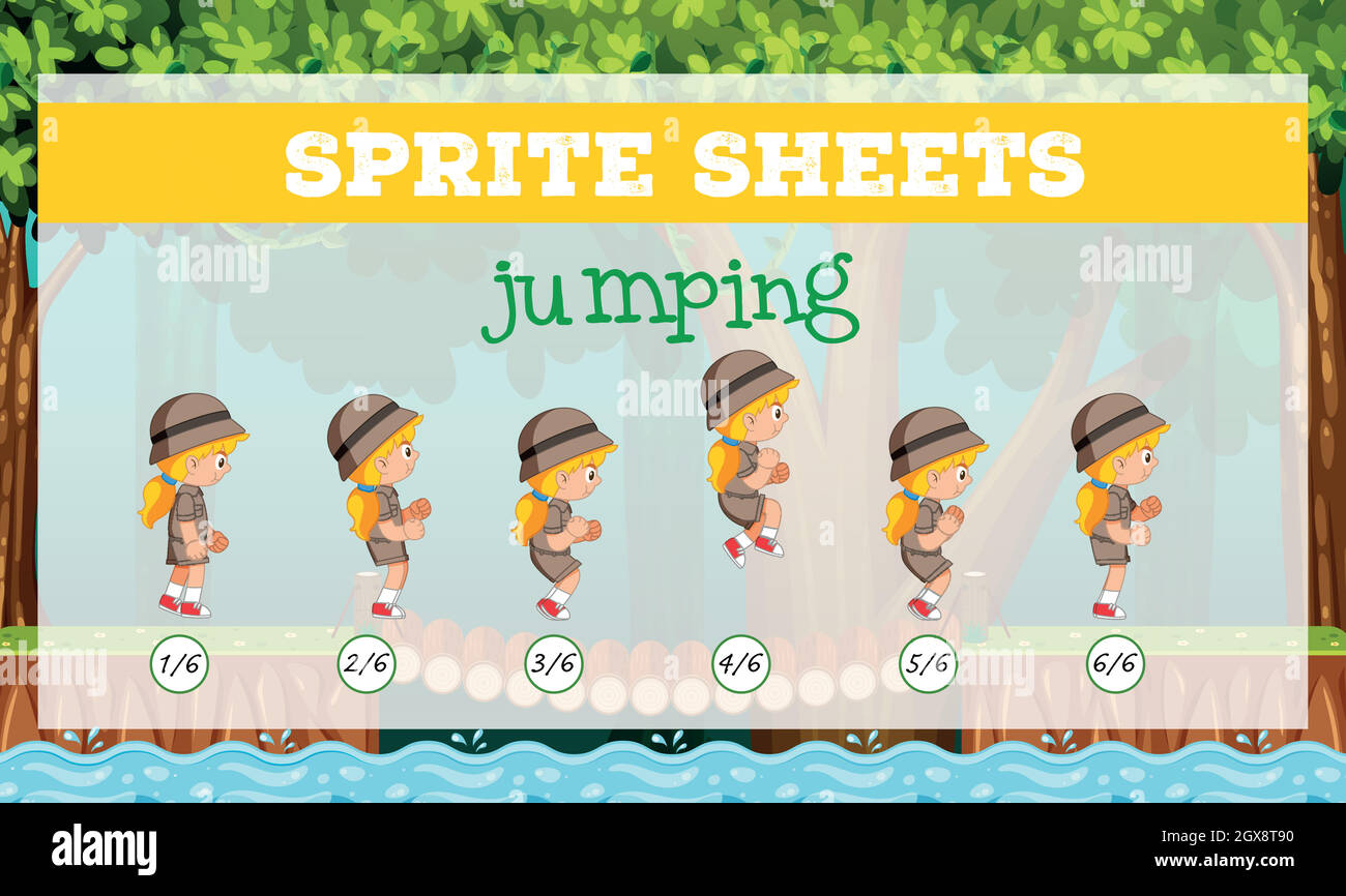 Sprite Sheets springen Vorlage Stock-Vektorgrafik - Alamy