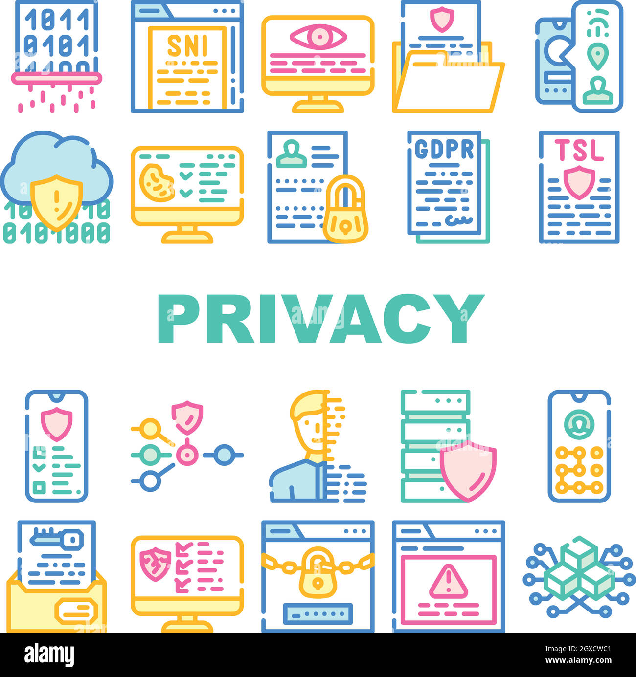 Gdpr icons vektor Stock-Vektorgrafiken kaufen - Alamy