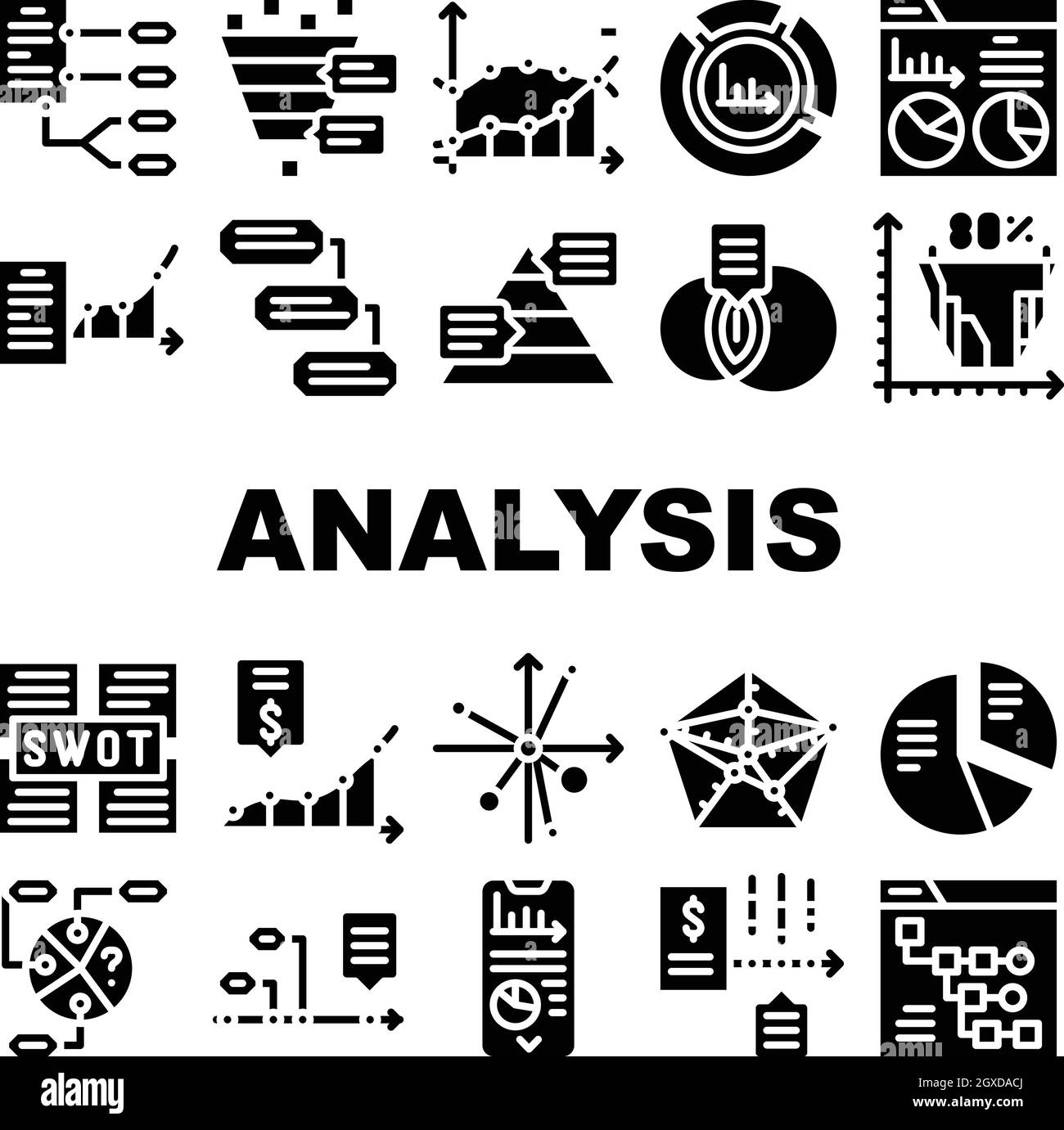 Datenanalyse Diagramm Sammlung Symbole Setzen Vektor Stock-Vektorgrafik ...
