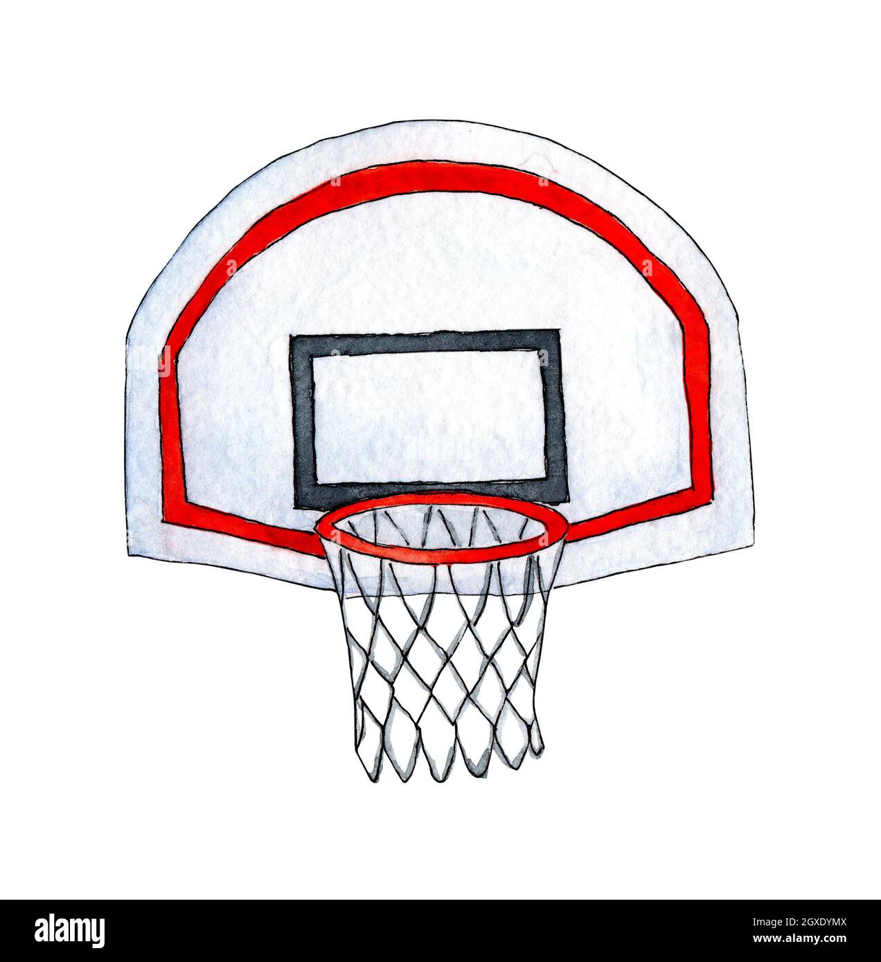 Aquarell Skizze Basketball Korb mit Rücken. Basketball- und ...