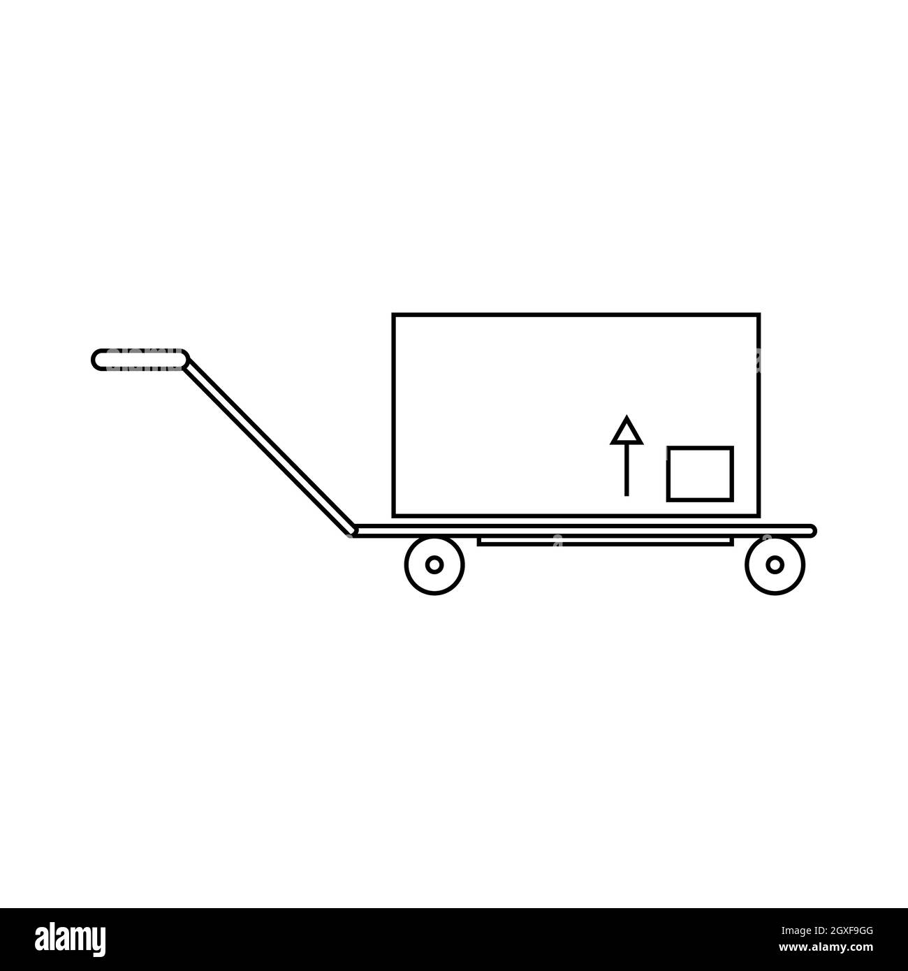 Handwagen mit Cargo-Symbol in Umriss-Stil isoliert auf weißem ...