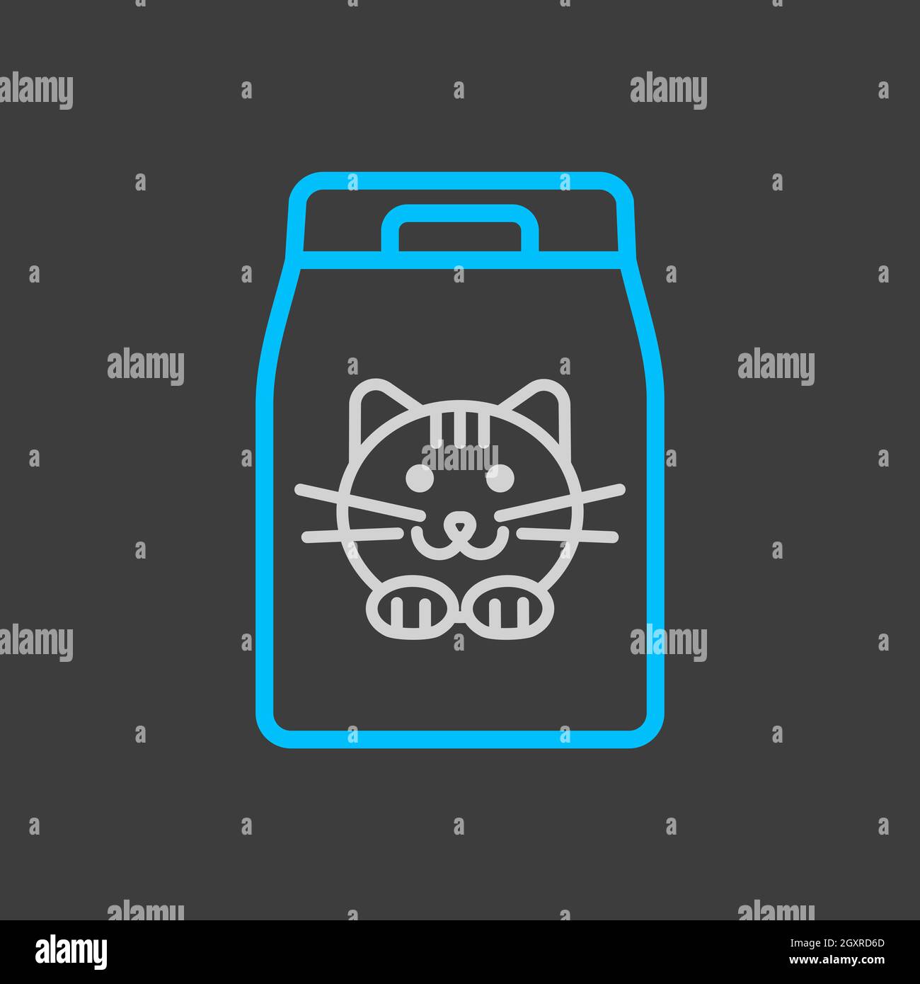 Vektor-Symbol für Katzenfutter auf dunklem Hintergrund. Tierschild ...
