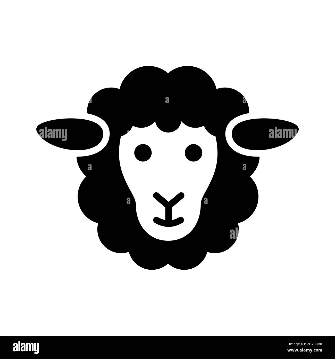 Symbol für die Schaf-Glyphe. Tierkopf. Schild „Farm“. Graph-Symbol für ...