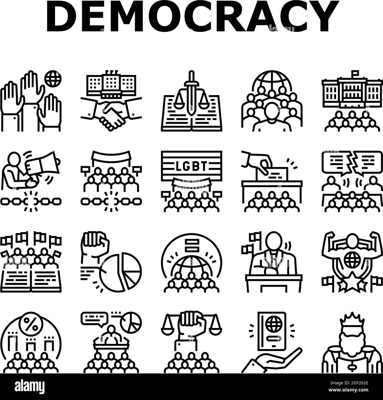 Demokratie Regierung Politische Symbole Set Vektor Stock-Vektorgrafik ...
