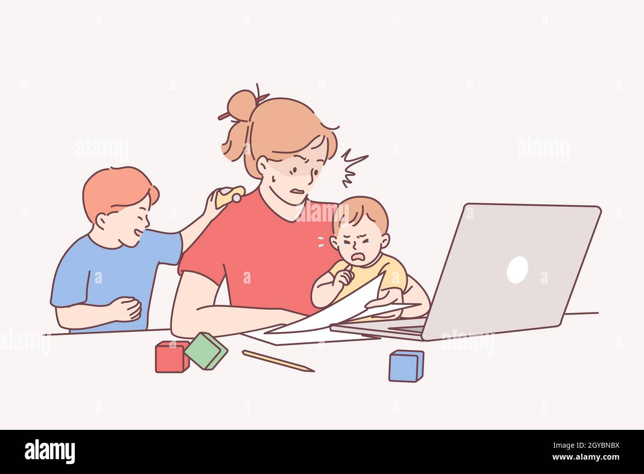Cartoon illustration mom crying baby -Fotos und -Bildmaterial in hoher ...
