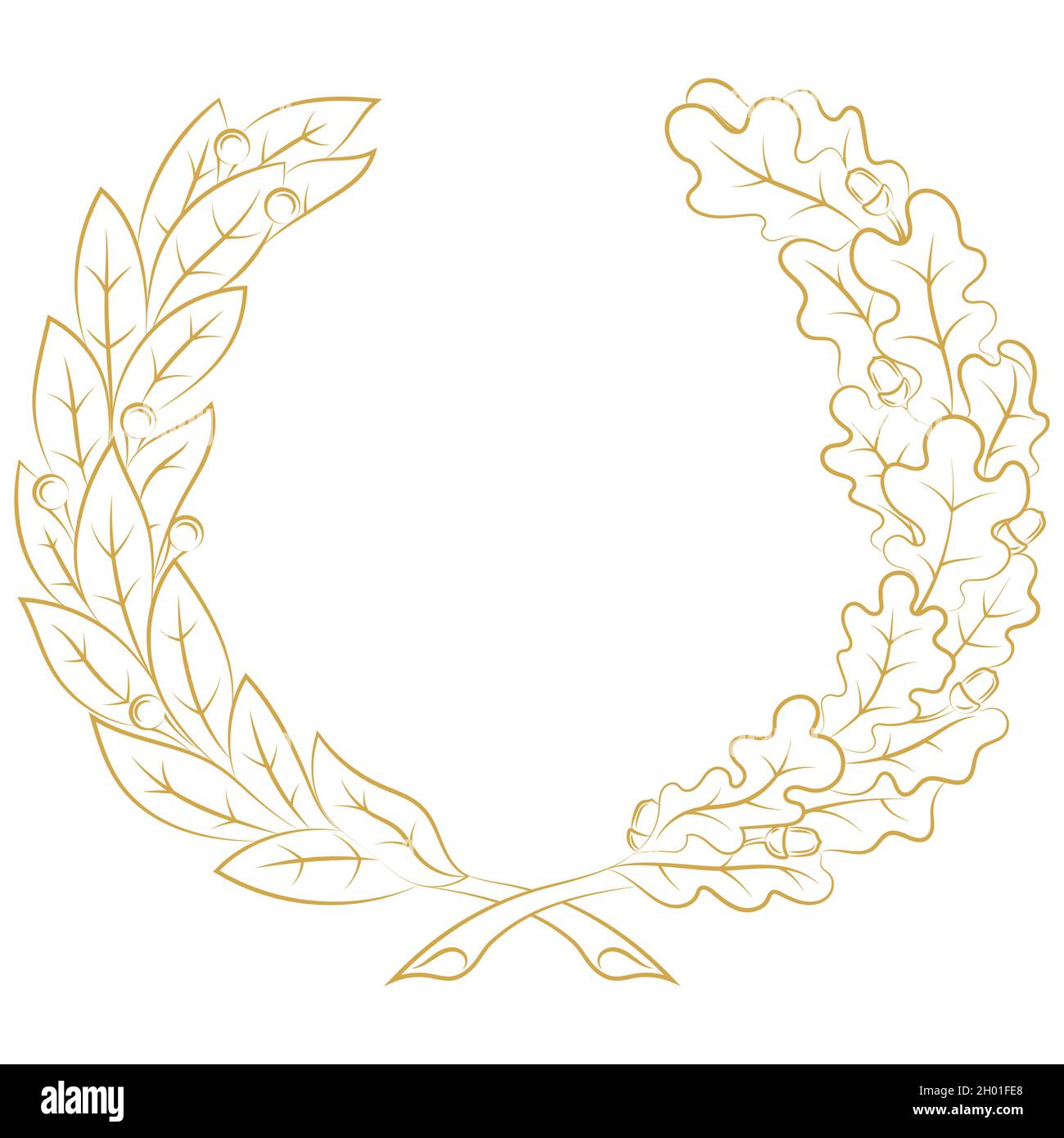 Siegerkranz. Kranz aus Eichenzweigen und Blättern und Lorbeerblättern ...