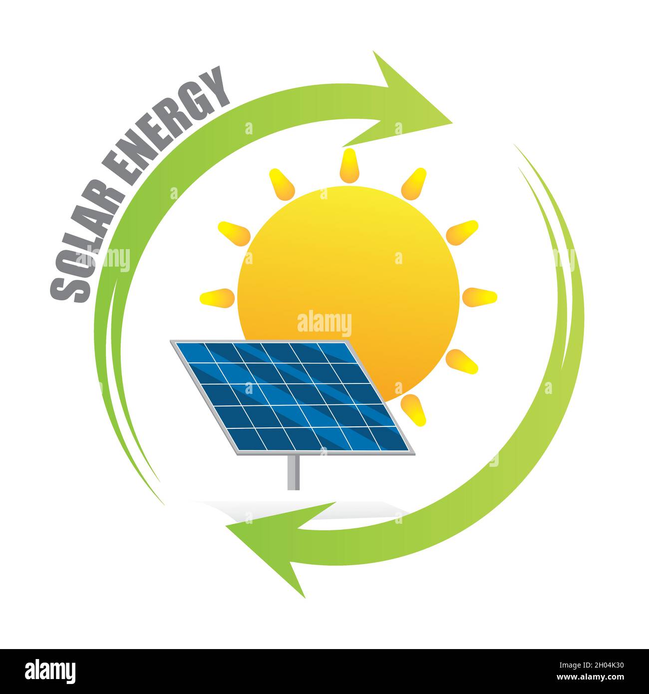 Logo für Solarenergie. Konzept für grüne Energie. Solarpanel mit Sonne ...