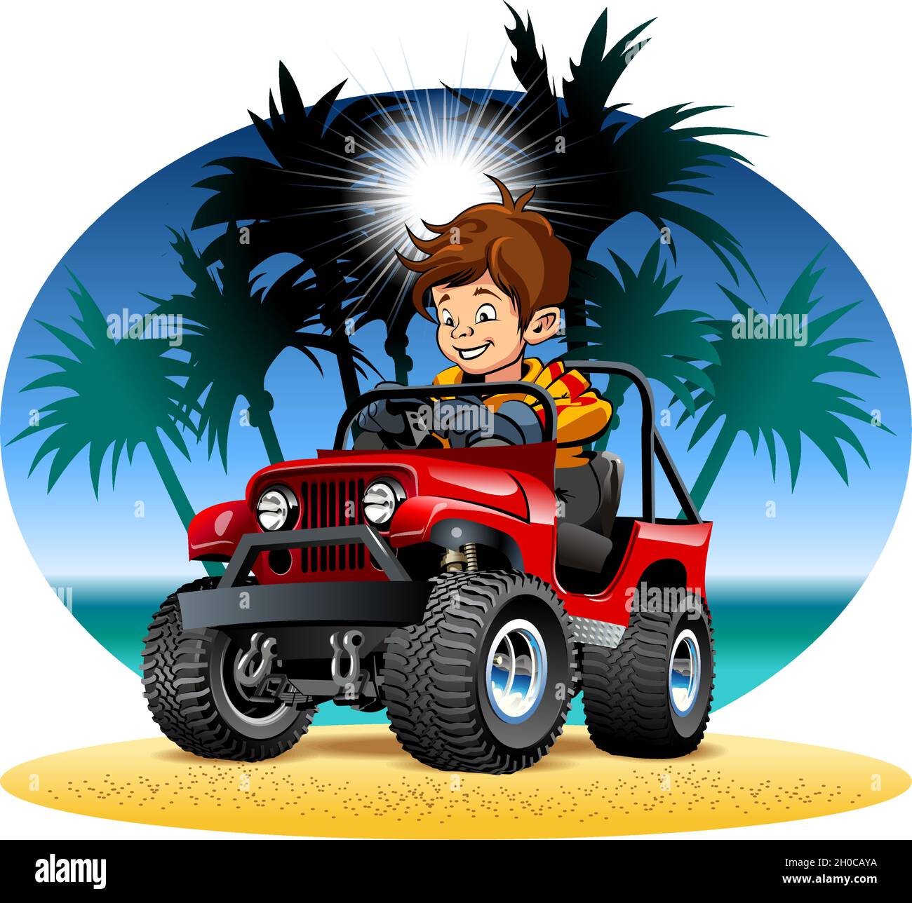 Cartoon boy driving car Ausgeschnittene Stockfotos und -bilder - Alamy