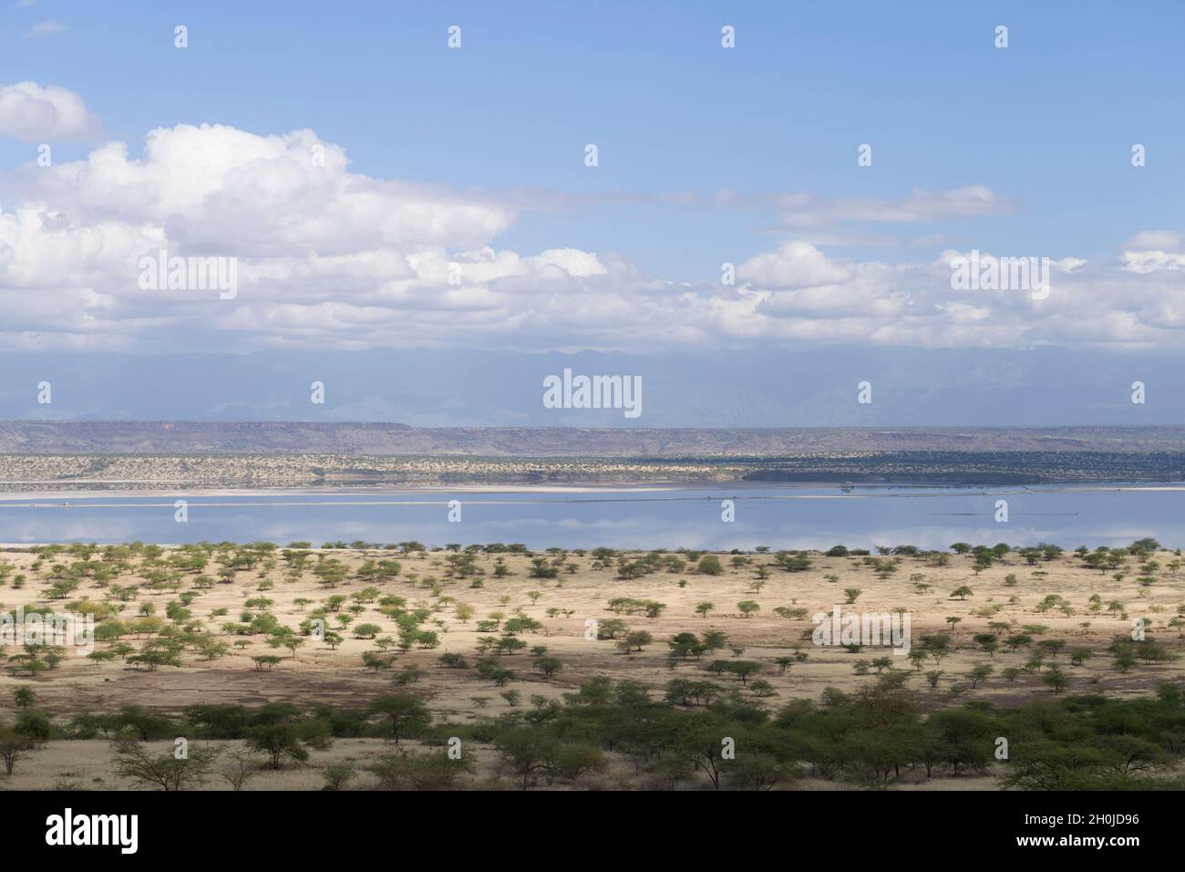 Der See Magadi ist ein salzhaliger, alkalischer See, der etwa 100 ...