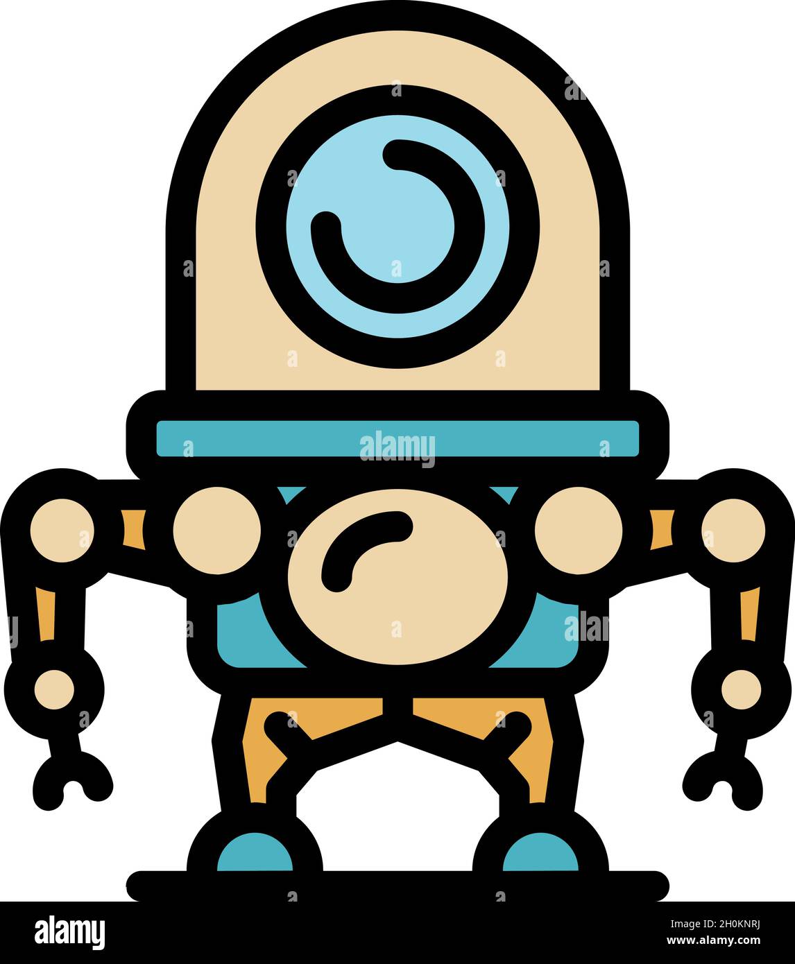 Alien-Roboter-Symbol. Kontur Alien Roboter Vektor Symbol Farbe flach ...