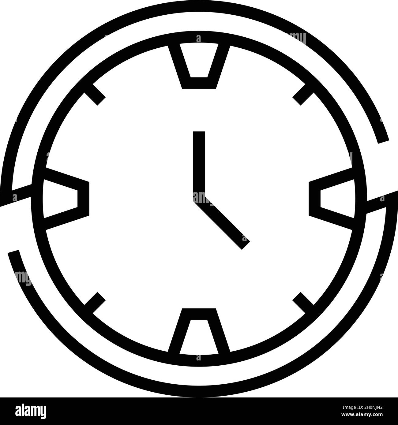 Umrissvektor für Wanduhr-Symbol. Uhr. Rund um die Uhr Stock ...