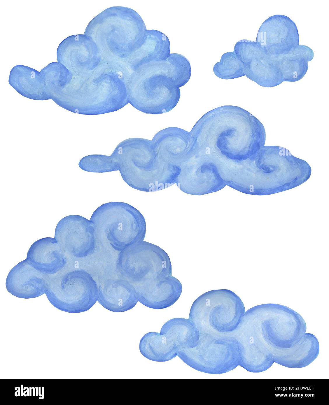 Set von Cartoon dunkelblauen Wolken. Illustration für Kinder. Isoliert ...