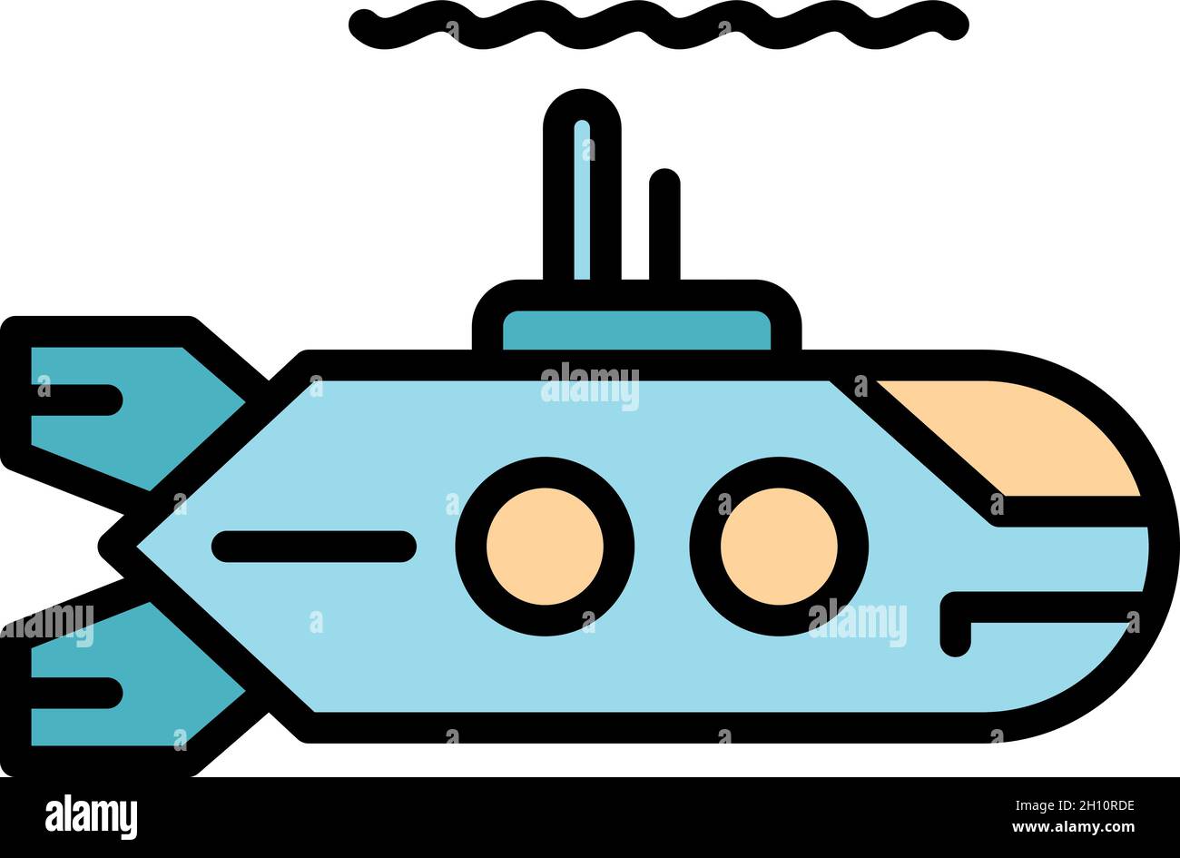 Symbol für das U-Boot. Umriss macht U-Boot Vektor Symbol Farbe flach isoliert Stock-Vektorgrafik ...