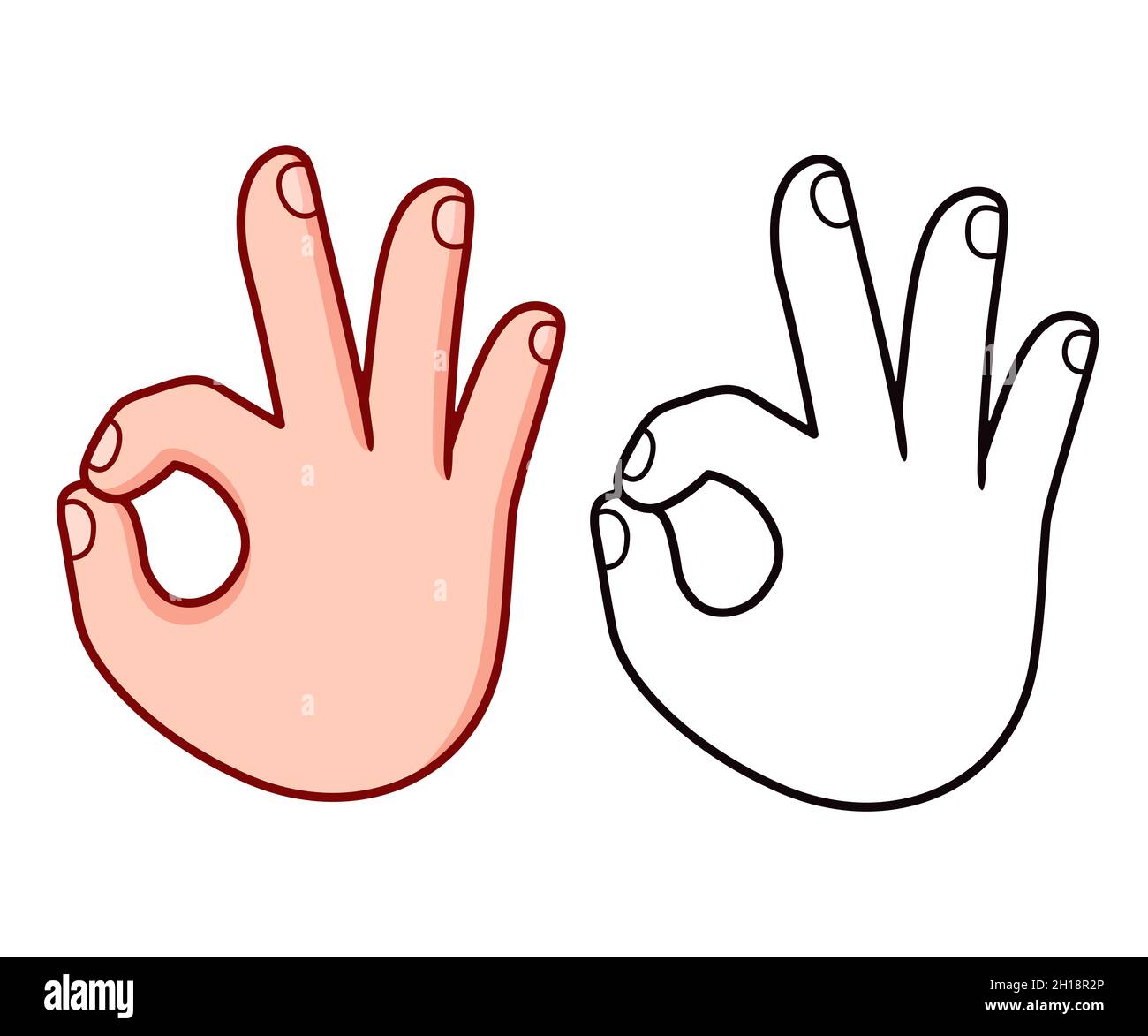 Symbol für OK-Handzeichen. Zeigefinger berührt Daumen-Geste. Schwarze ...