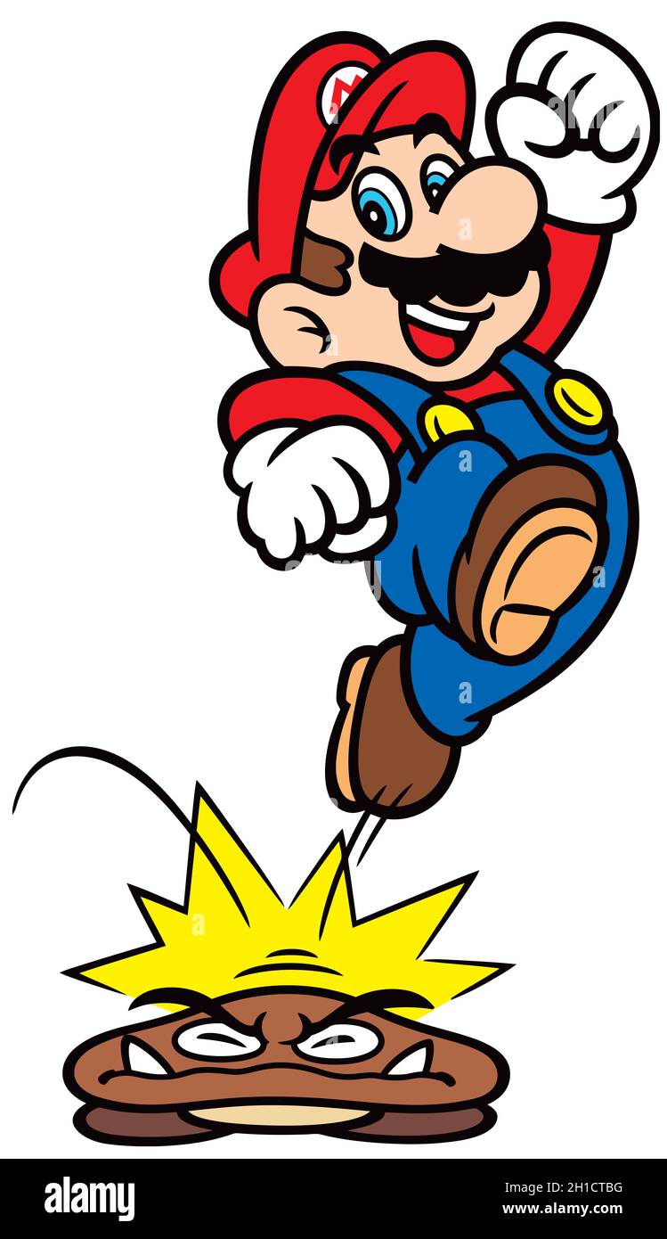 Super mario bros springen goomba Charakter Illustration Stockfotografie ...