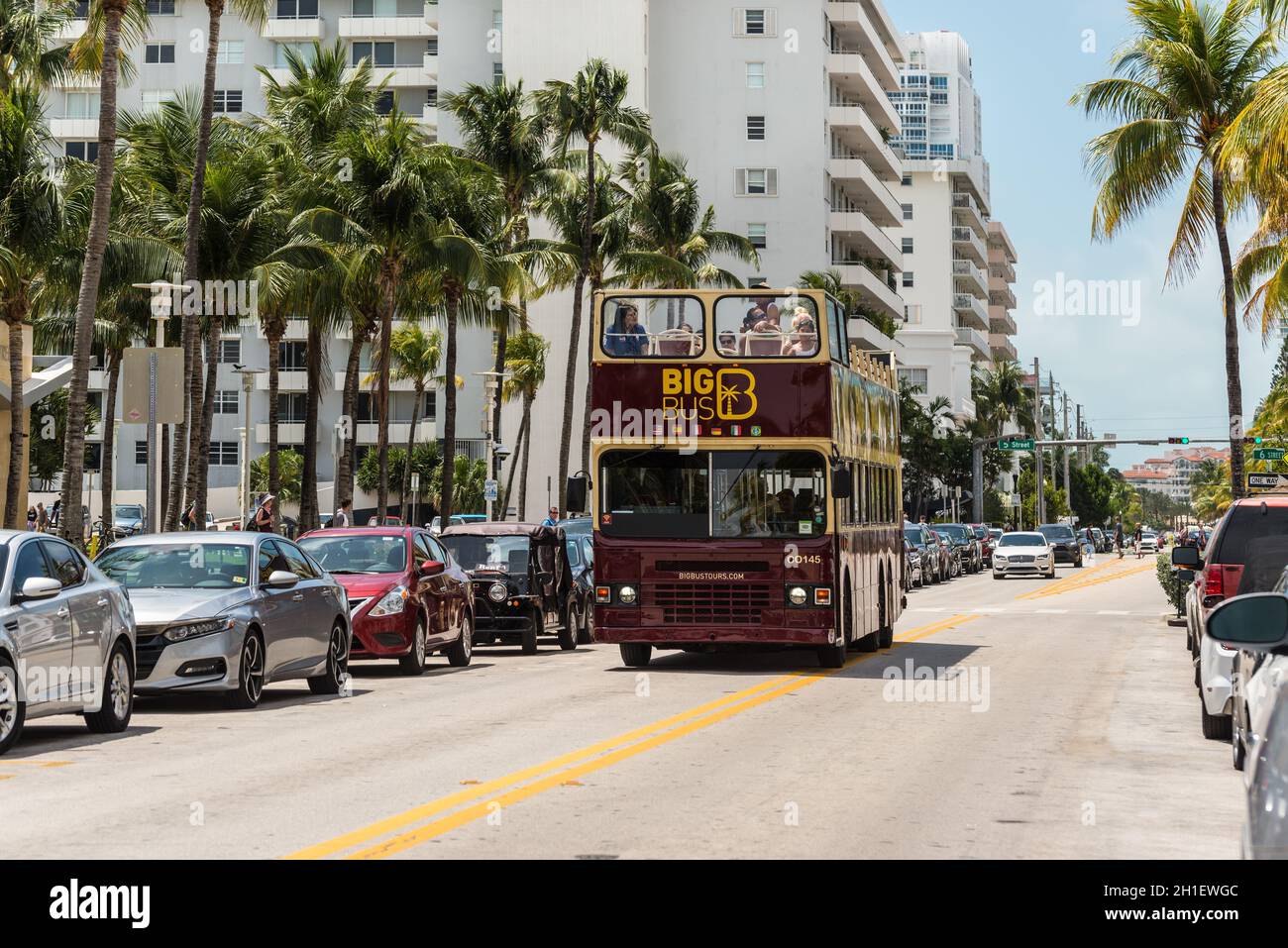 Miami, FL, Vereinigte Staaten - 19 April, 2019: Double Decker Big Bus ...
