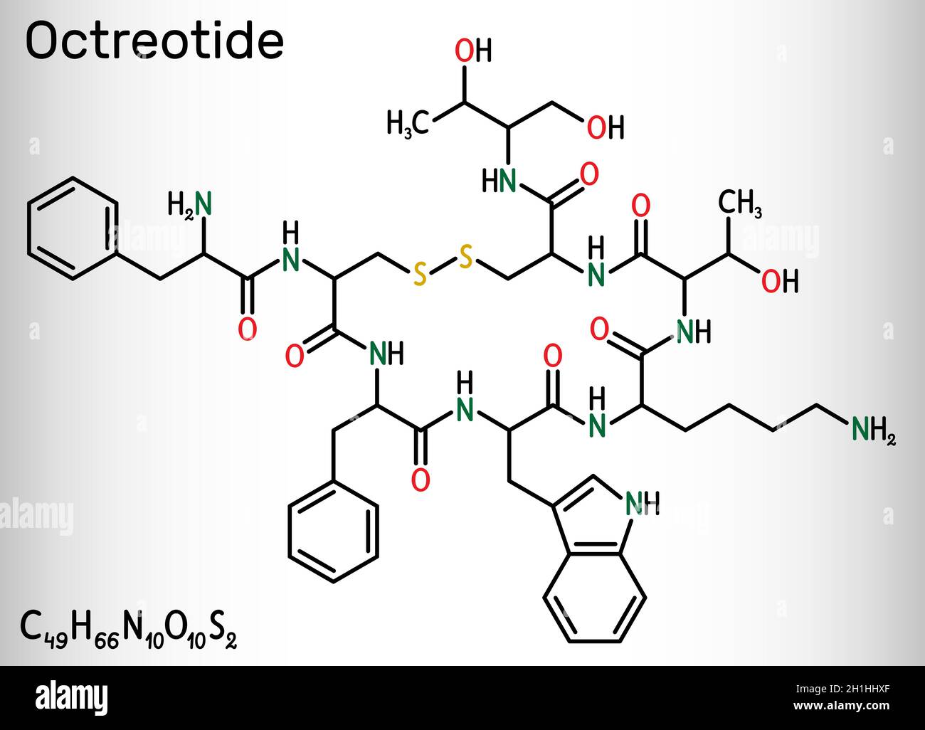 Octreotid-Molekül. Es ist Octapeptid, synthetisches Somatostatin analog ...