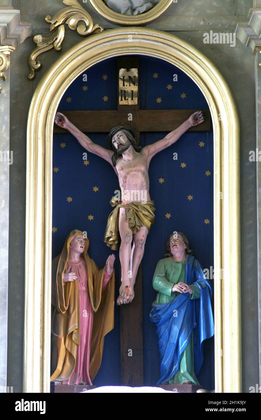 Kreuzigung, selige Jungfrau Maria und Johannes unter dem Kreuz Stockfotografie - Alamy