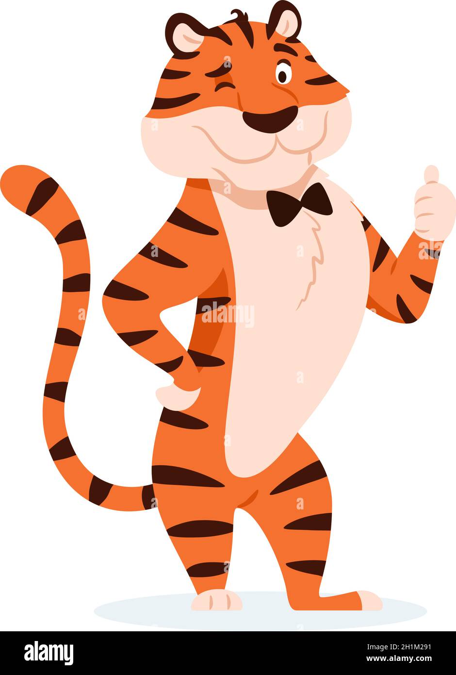 Niedliche Cartoon winking Tiger mit Daumen nach oben Zeichen Stock ...