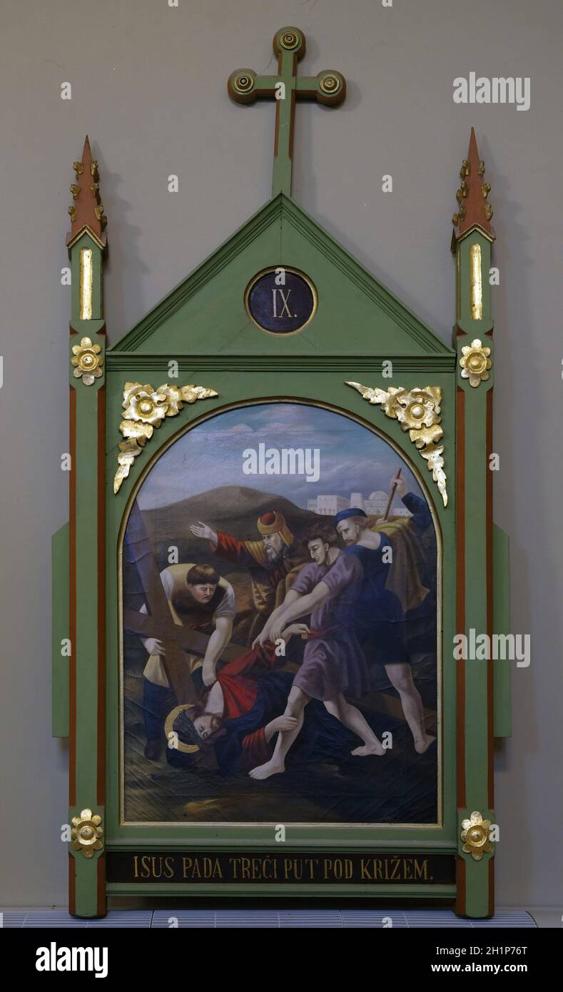 9 Stationen des Kreuzes, Jesus fällt zum dritten Mal unter dem Kreuz, Kirche des Hl. Matthäus in ...