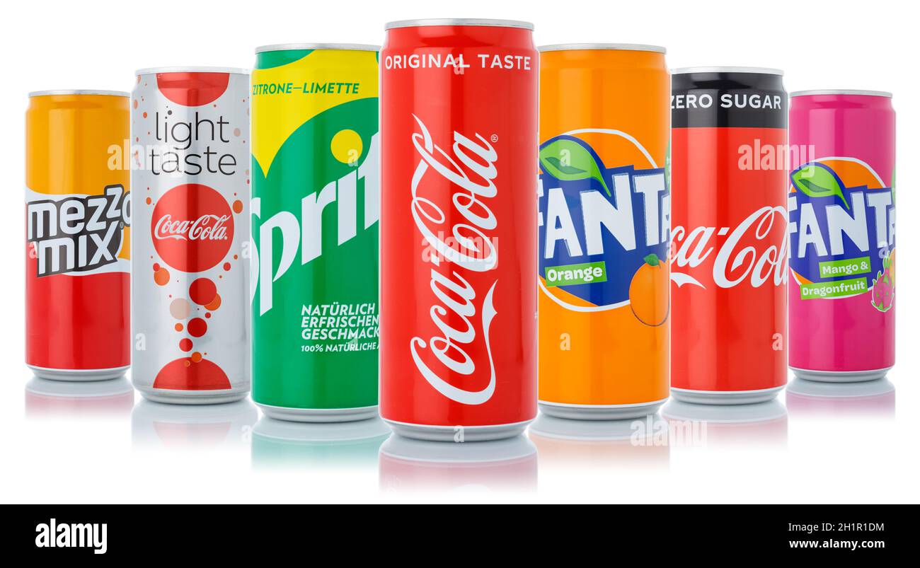 Stuttgart, 11. Januar 2021: Coca Cola Coca-Cola Fanta Sprite Produkte ...
