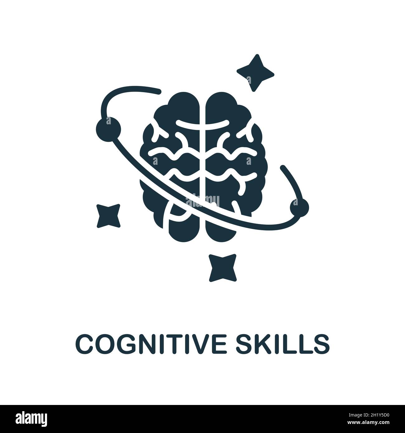 Symbol für kognitive Fähigkeiten. Monochromes Schild aus der Sammlung ...