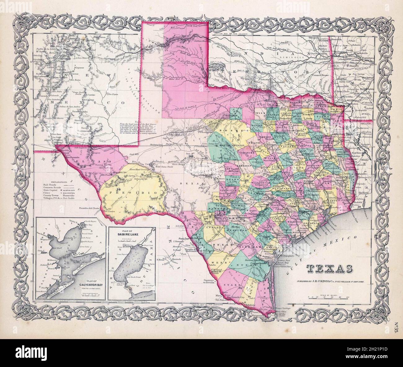 Alte Karte von Texas aus dem 18. Bis 19. Jahrhundert Stockfotografie ...