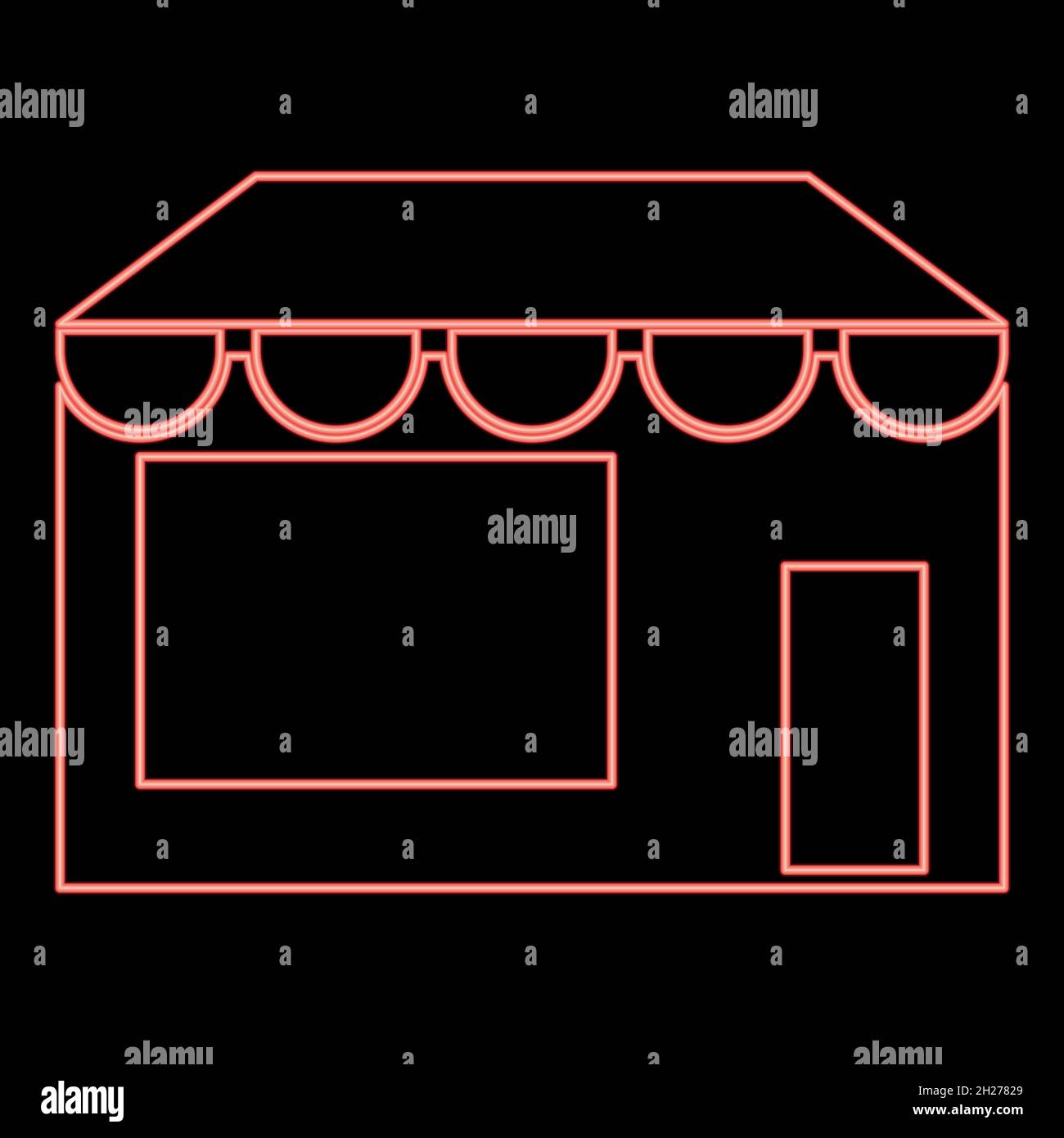 Neon Store Symbol schwarze Farbe im Kreis Umriss Vektor Illustration ...