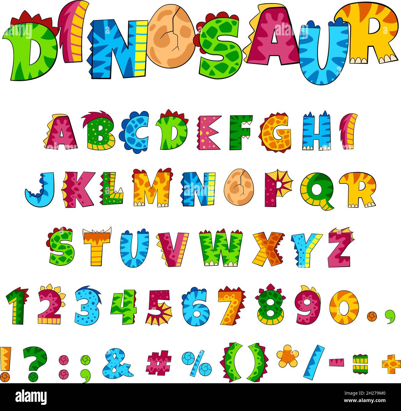 Dino-Alphabet. Schriftelemente, kreative Buchstaben und Zahlen im ...