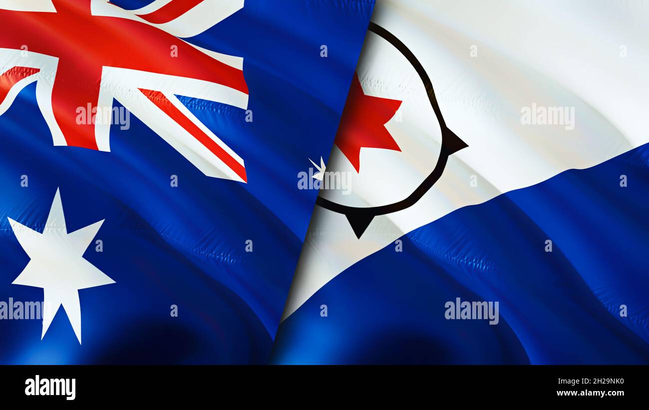 Flaggen für Australien und Bonaire. 3D-Design mit winkender Flagge ...