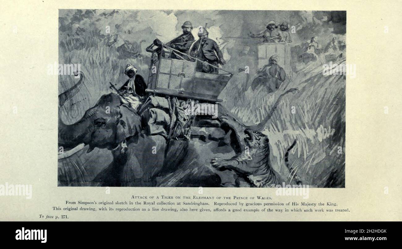 ANGRIFF EINES TIGERS AUF DEN ELEFANTEN DES PRINZEN VON WALES aus dem ...
