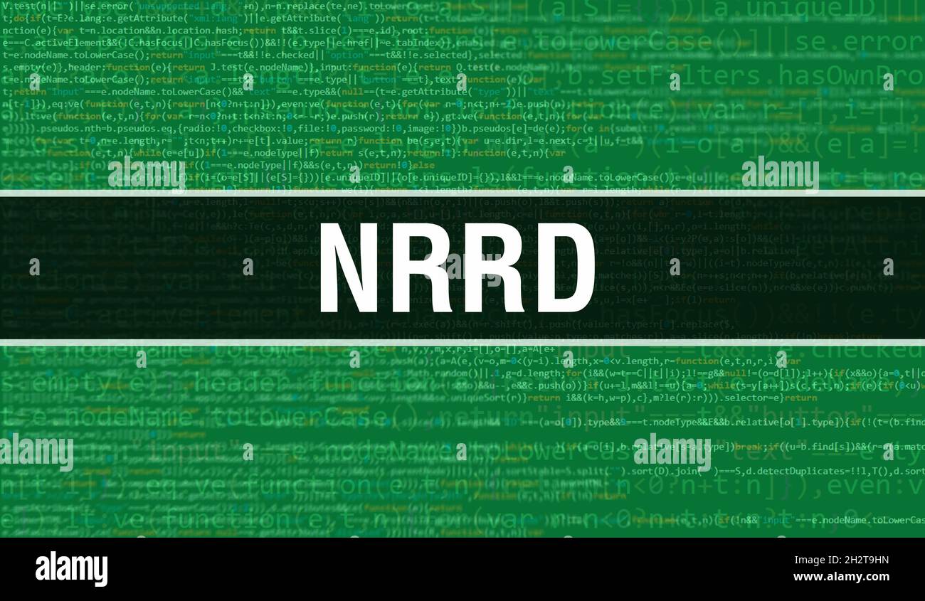 NRRD-Text geschrieben auf Programming Code Abstract Technologie Hintergrund von Software ...