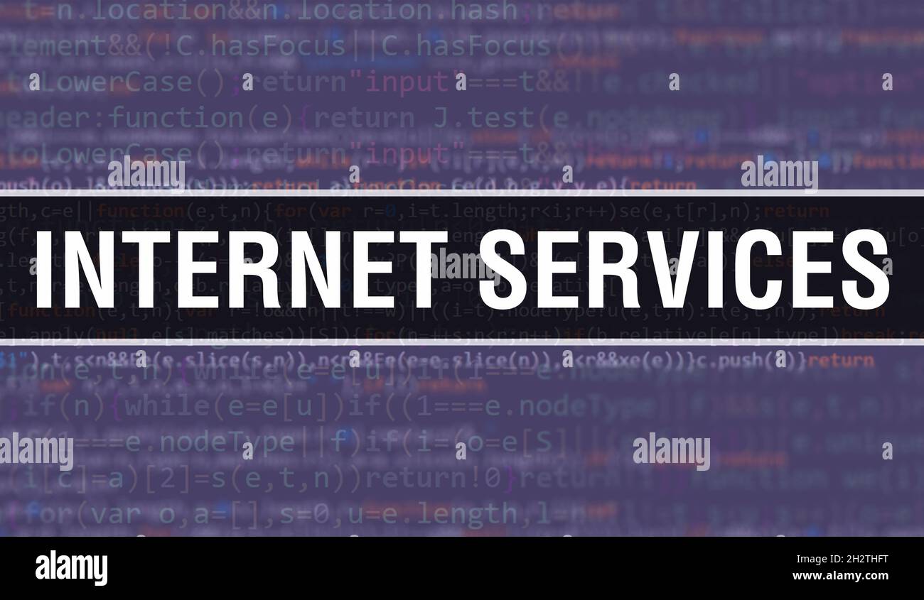 darstellung des internet-Services-Konzepts mit Code für die Entwicklung ...