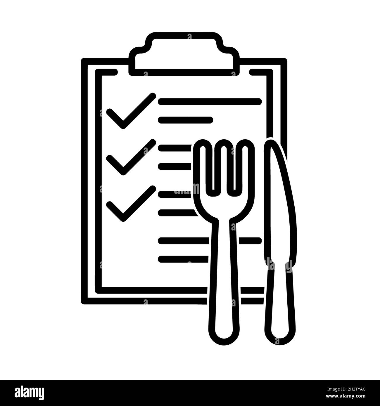Menü mit Gabel und Messer flach Symbol. Piktogramm für Web. Linienhub ...