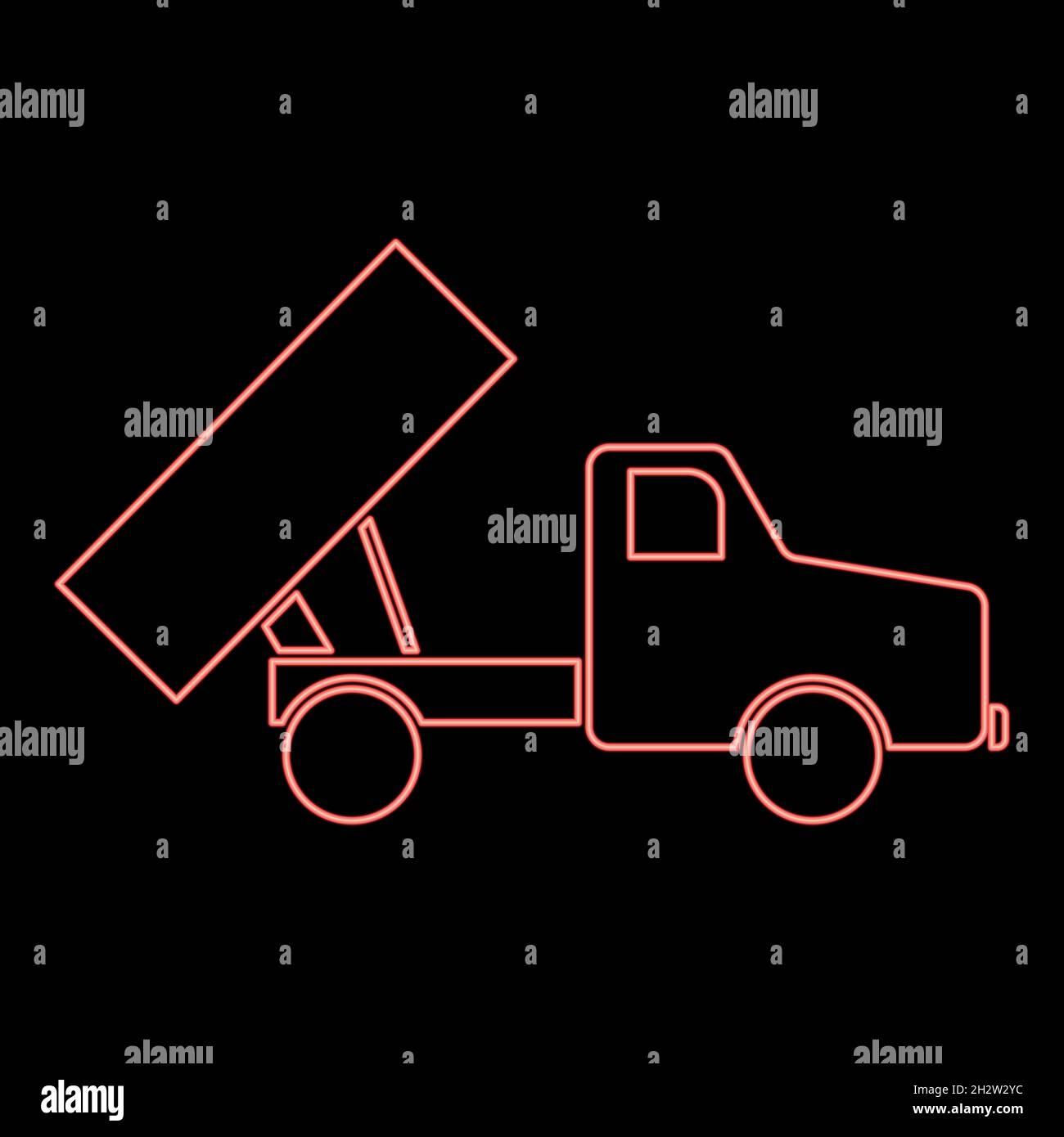 Neon Dumper rot Farbe Vektor Illustration flachen Stil Licht Bild Stock ...
