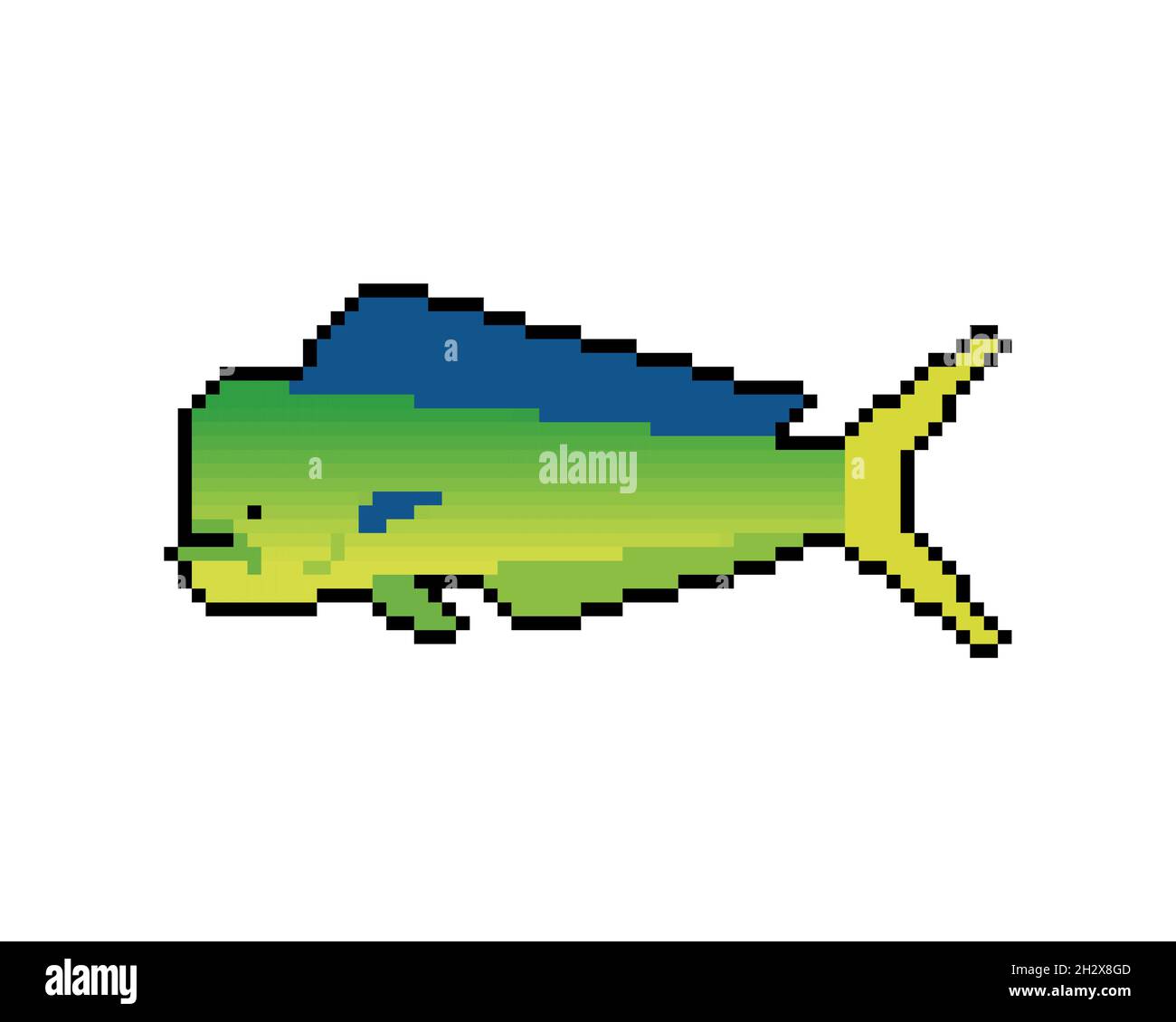 Dorado Fisch Pixel Art. 8 Bit Mahi Mahi pixeliert. vektor-Illustration ...