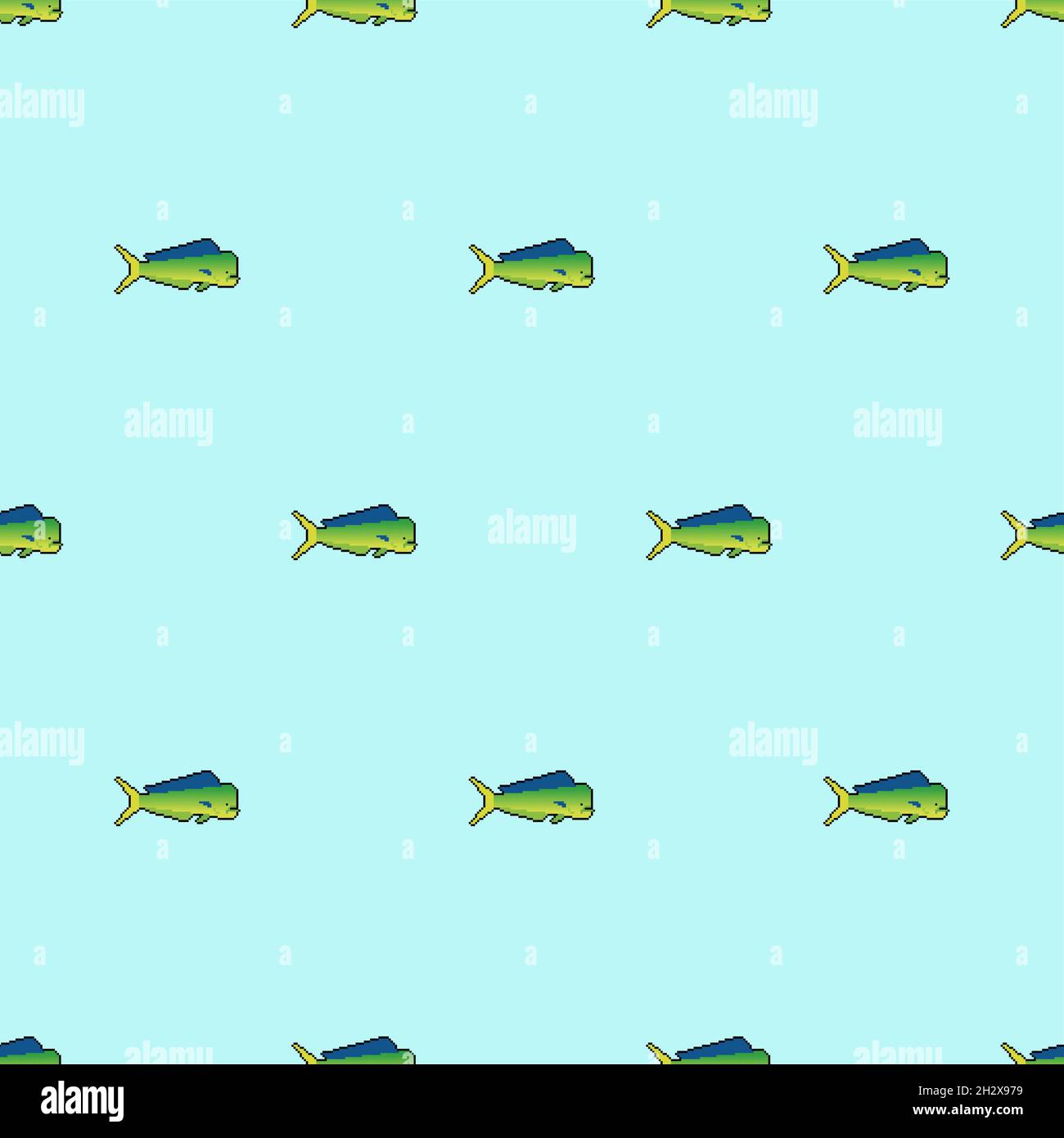 Dorado Fisch Pixel Art Muster nahtlos. 8 Bit Mahi Mahi verpixelt ...