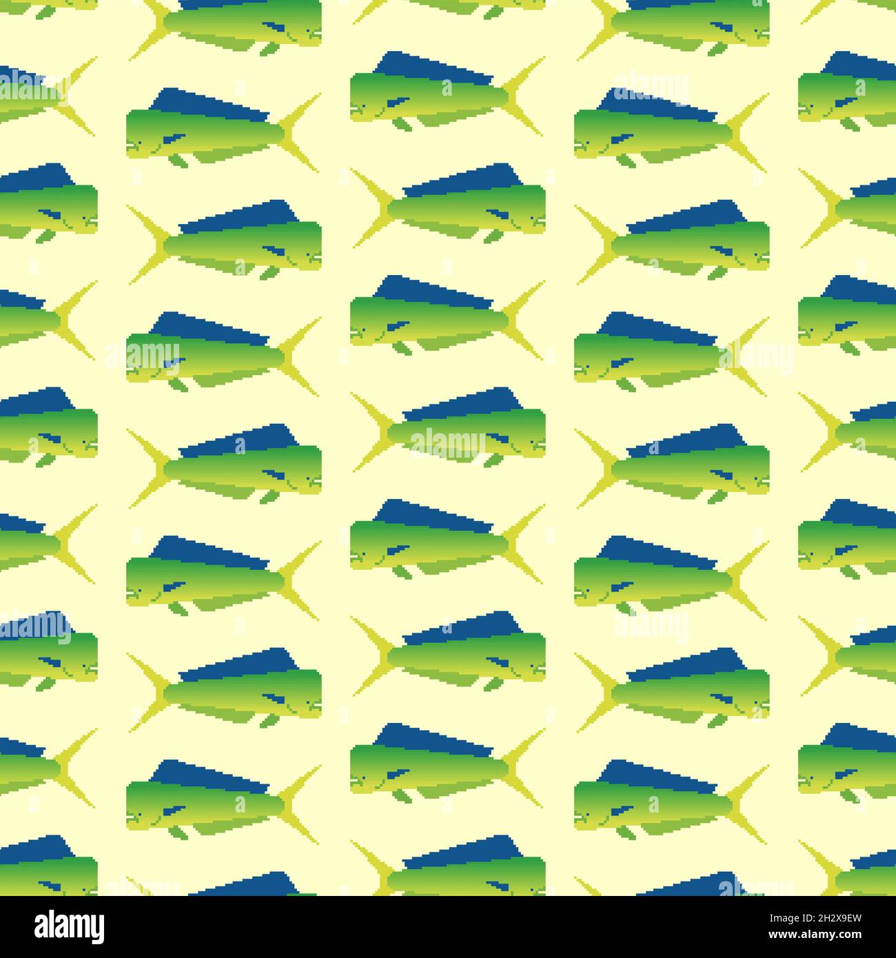 Dorado Fisch Pixel Art Muster nahtlos. 8 Bit Mahi Mahi verpixelt ...