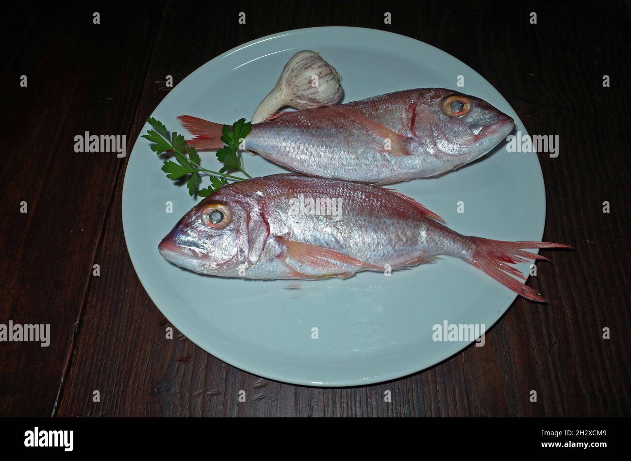 Frischer Fisch auf dem Tisch Stockfotografie - Alamy