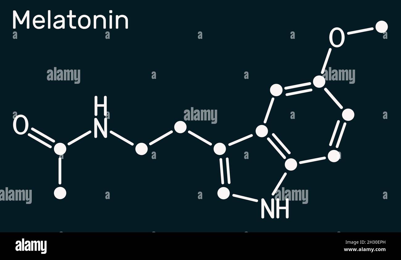 Melatonin-Molekül, Hormon, das Schlaf und Wachheit reguliert ...